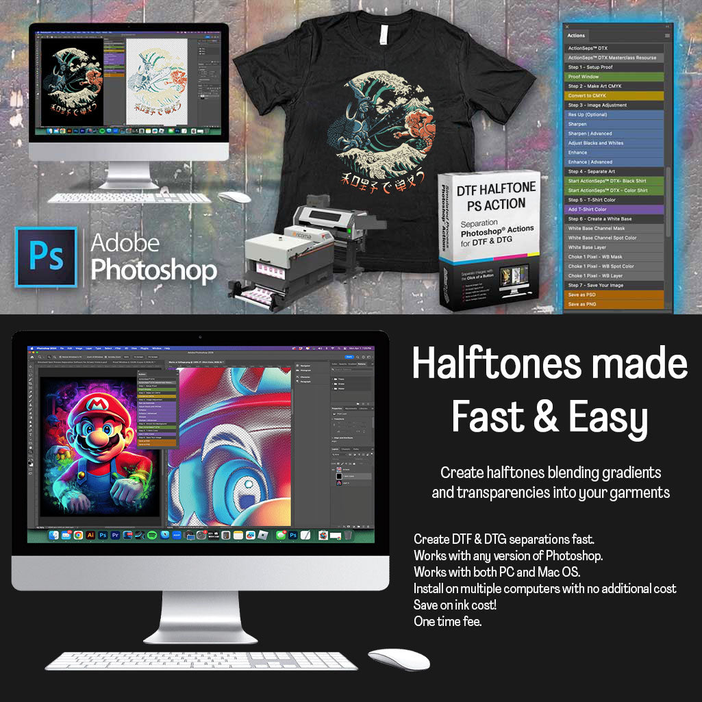 DTF Halftone Photoshop Action – Designs2Print